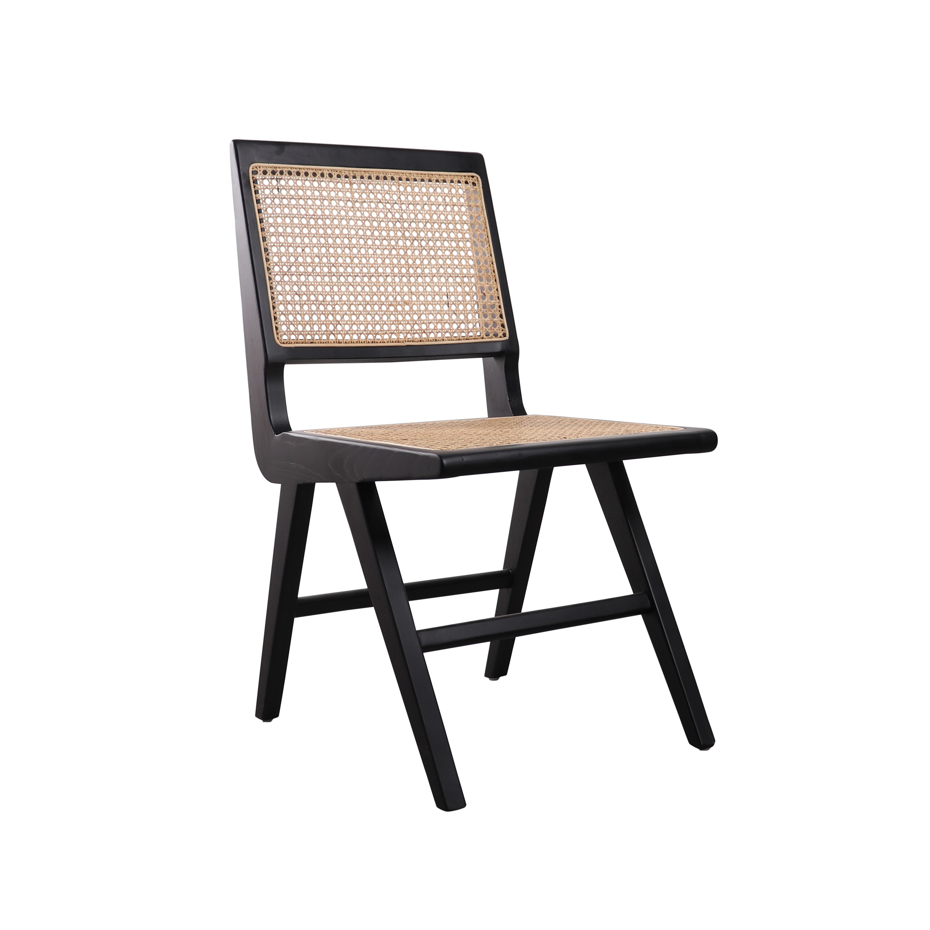 Houten stoel met rotan zitting - Fumé zwart | G018-VER-1003 | Gero