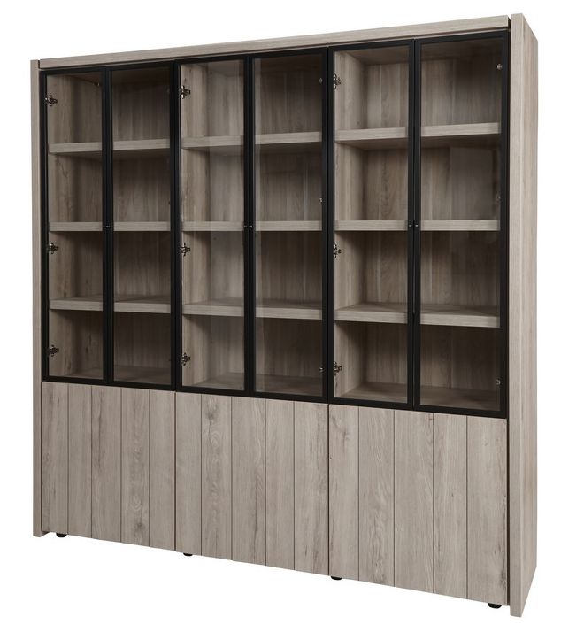 Vitrinekast - Millenium eik light grijs | E016-LUC-1004 | Gero